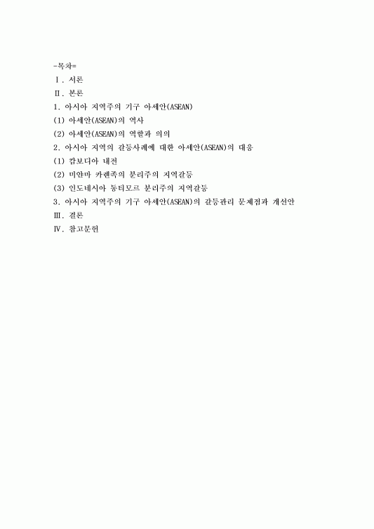 [정치외교]아시아 지역 내 갈등사례에 대한 지역주의 기구의 대응, 어떻게 대응하였는가