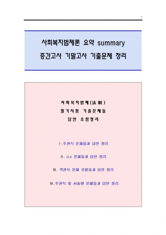 사회복지 법제론 요약본. 중간고사 기말고사 사회복지 법제 시험 기출문제들 답안 요점 정리.시험 문제 써머리(summary)자료집