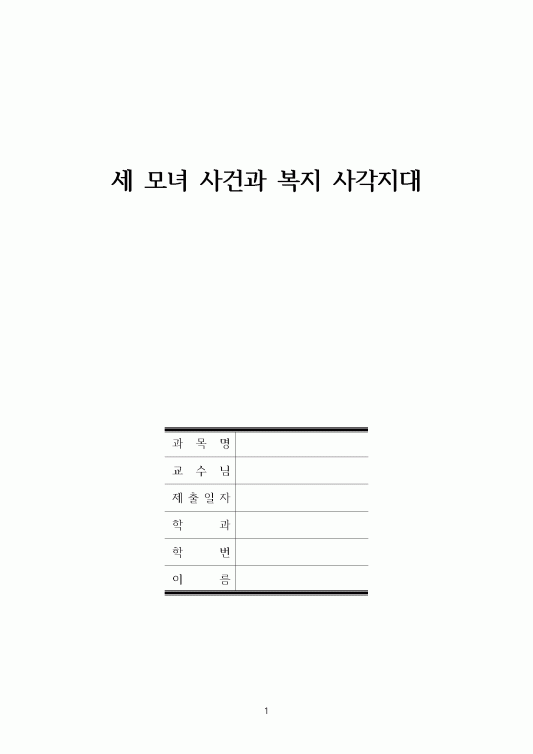 세 모녀 사건과 복지 사각지대