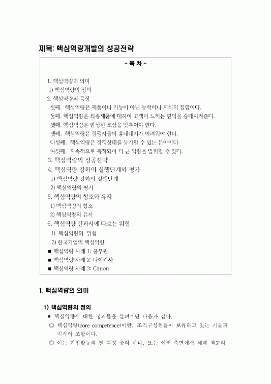 핵심역량개발의 성공전략