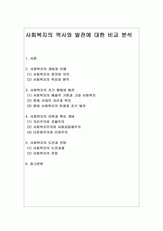 [사회복지] 사회복지의 역사와 발전에 대한 비교 분석