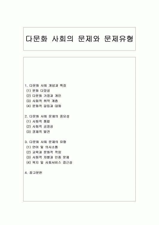 [사회과학] 다문화 사회의 문제와 문제유형