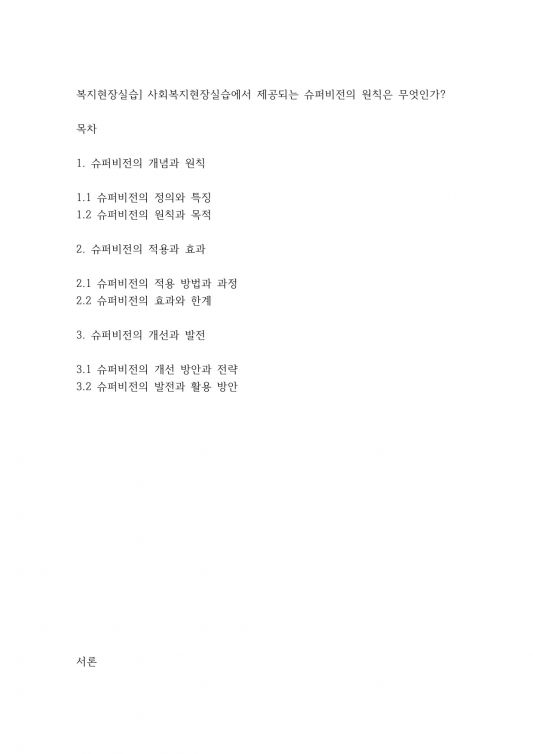 복지현장실습] 사회복지현장실습에서 제공되는 슈퍼비전의 원칙은 무엇인가