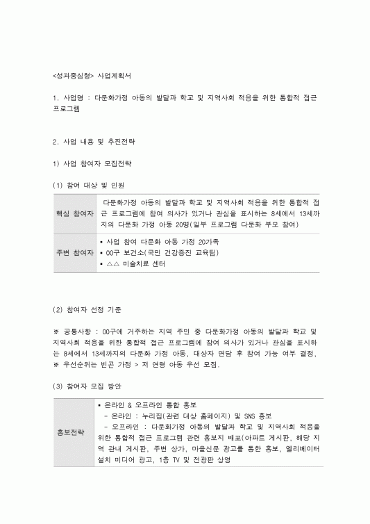 사회복지 프로그램, 아동의 발달과 학교 및 지역사회 적응을 위한 통합적 접근 프로그램