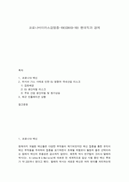 코로나 19(COVID-19)  팬데믹과 경제