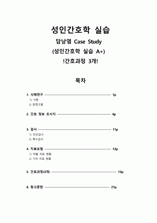 성인간호학 담낭염 간호과정 3개