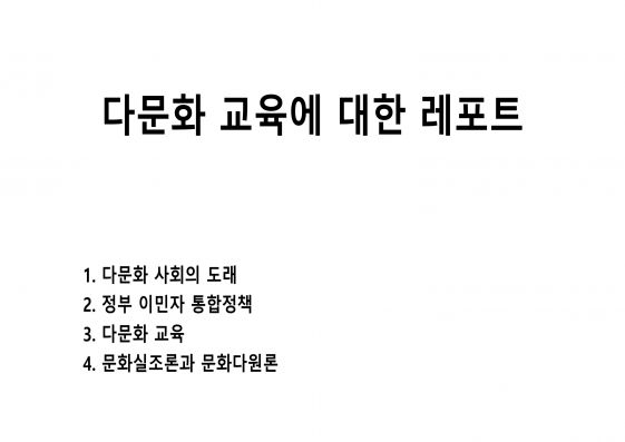 다문화 교육에 대한 레포트