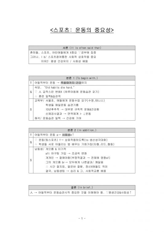 토플 라이팅 템플릿 (Writing template for TOEFL)