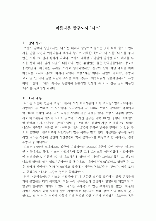 프랑스 도시 조사, 니스