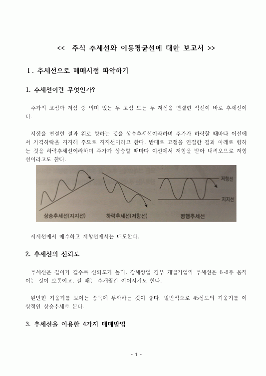 주식 추세선와 이동평균선에 대한 보고서