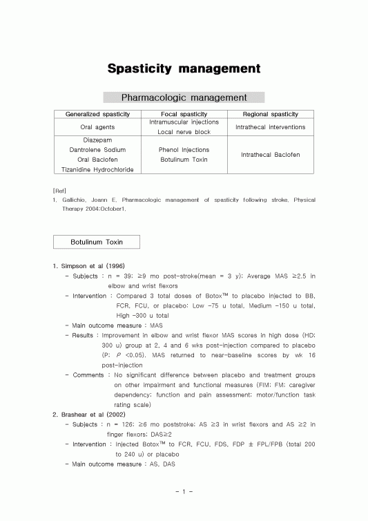 Spasticity management
