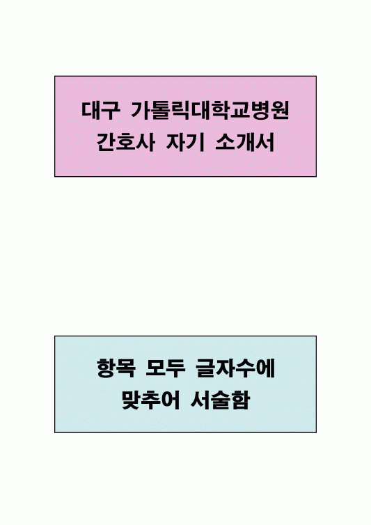 대구 가톨릭대학교 병원 간호사 자기소개서