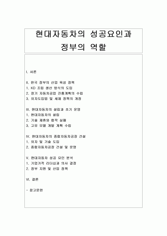 현대자동차의 성공요인과 정부의 역할