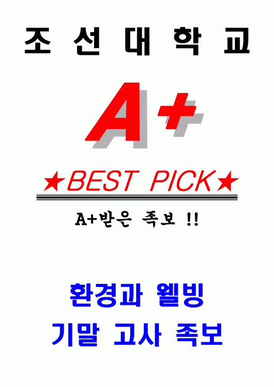 조선대학교 환경과 웰빙 기말고사 족보