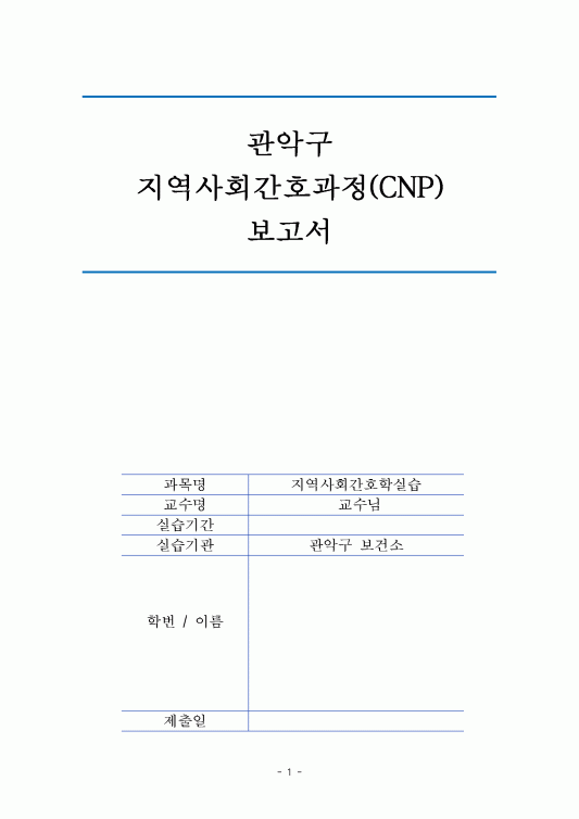 [지역사회간호학 실습] 관악구 CNP