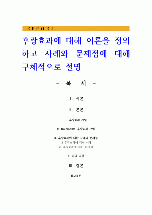 후광효과에 대해 이론을 정의하고 사례와 문제점에 대해 구체적으로 설명