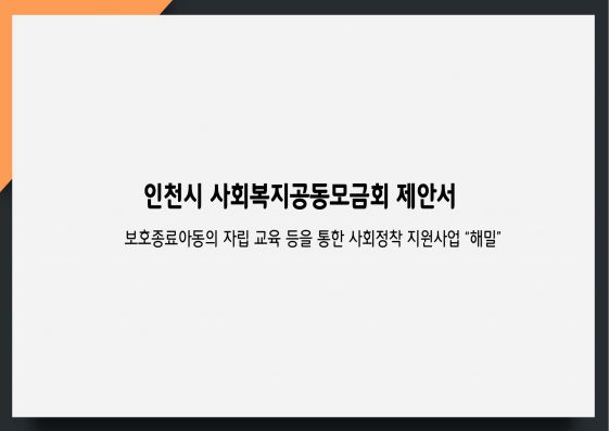 프개평 보호종료아동 지원사업 제안서