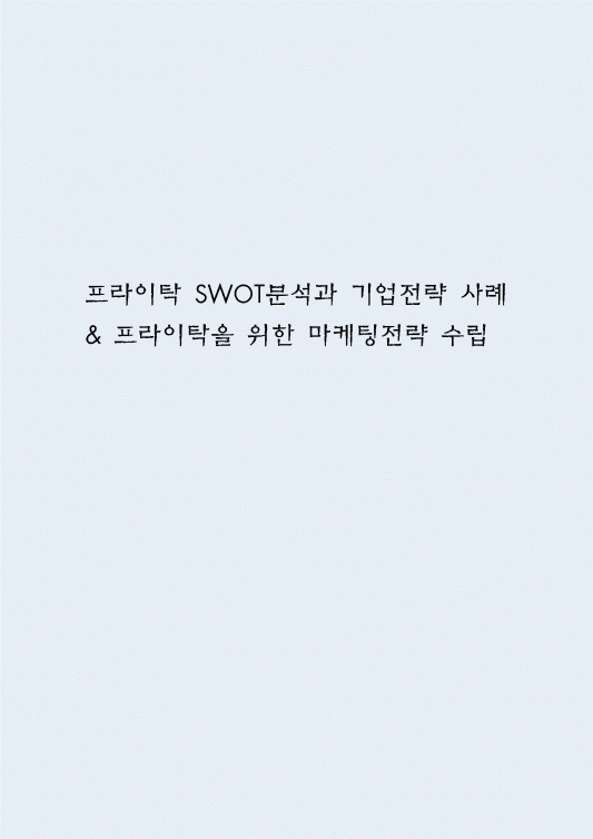 프라이탁 SWOT분석과 기업전략 사례 & 프라이탁을 위한 마케팅전략 수립