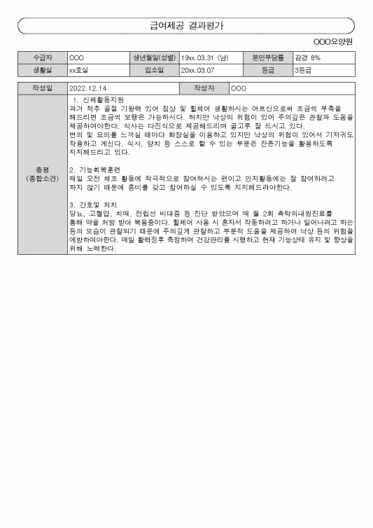 급여제공결과평가 5가지 사례(장기요양기관 급여제공결과평가/요양원, 주야간보호센터, 방문요양)