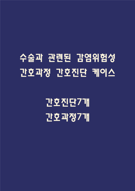 수술과 관련된 감염위험성 간호과정 간호진단 케이스 (수술과 관련된 감염위험성 간호진단7개,간호과정7개)
