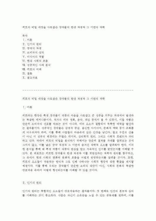 히트의 비밀 세상을 사로잡은 창작물의 탄생 과정과 그 이면의 과학