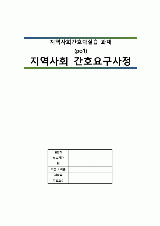 지역사회간호학실습_광진구 지역사회간호사정_오마하분류체계사용_꼼꼼하게 작성함