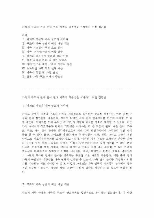 가족의 구조와 관계 분석 현대 가족의 역동성을 이해하기 위한 접근법