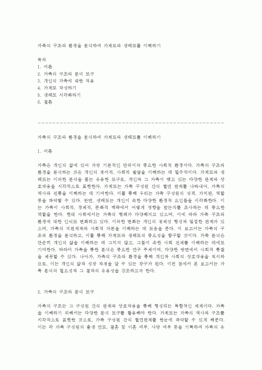 가족의 구조와 환경을 분석하여 가계도와 생태도를 이해하기