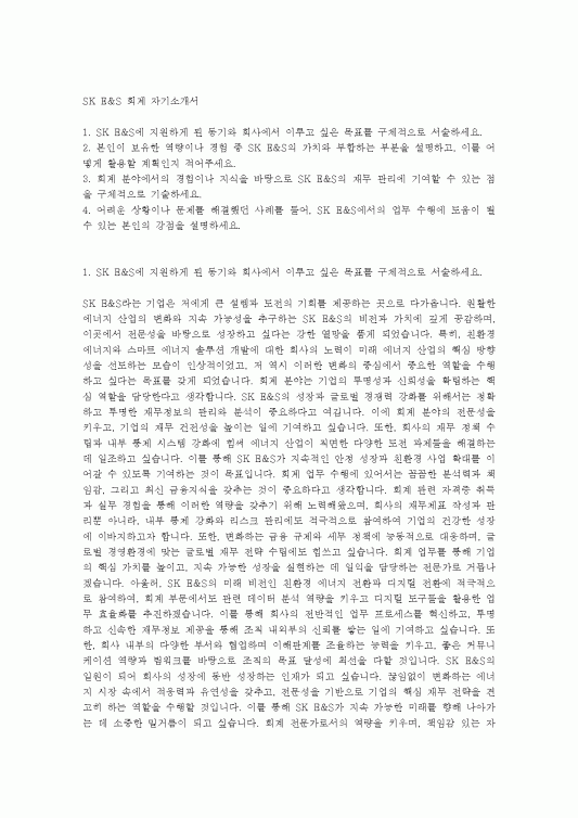 SK E&S 회계 자기소개서