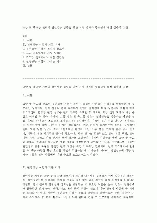 고압 및 특고압 전로의 절연성능 검증을 위한 시험 절차와 중요성에 대한 심층적 고찰