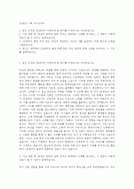 SK엔카 기획 자기소개서