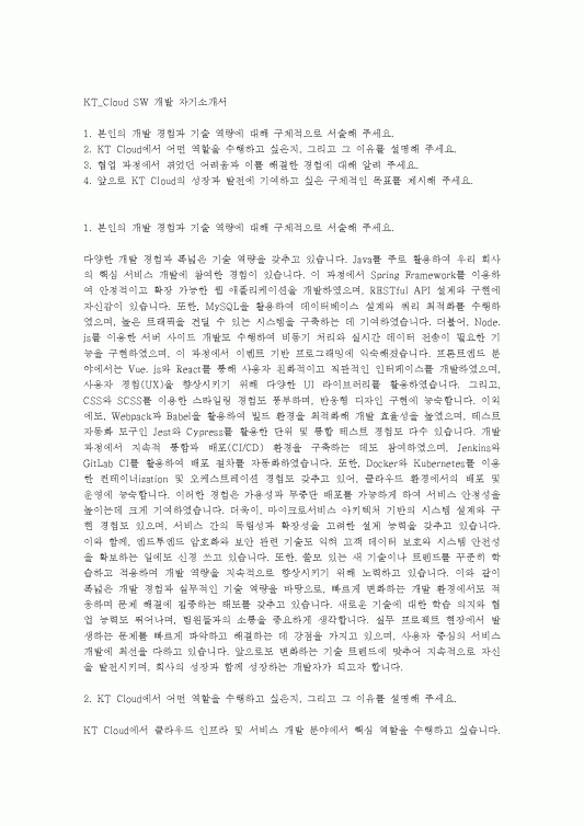 KT_Cloud SW 개발 자기소개서