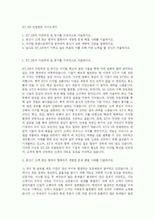 KT_DX 컨설턴트 자기소개서