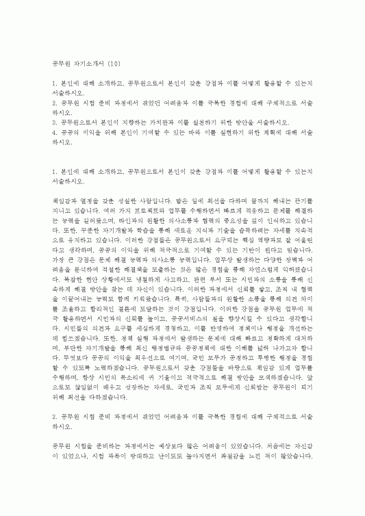 공무원 자기소개서 (10)