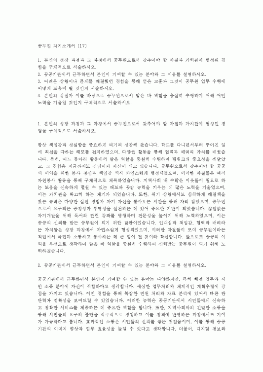 공무원 자기소개서 (17)