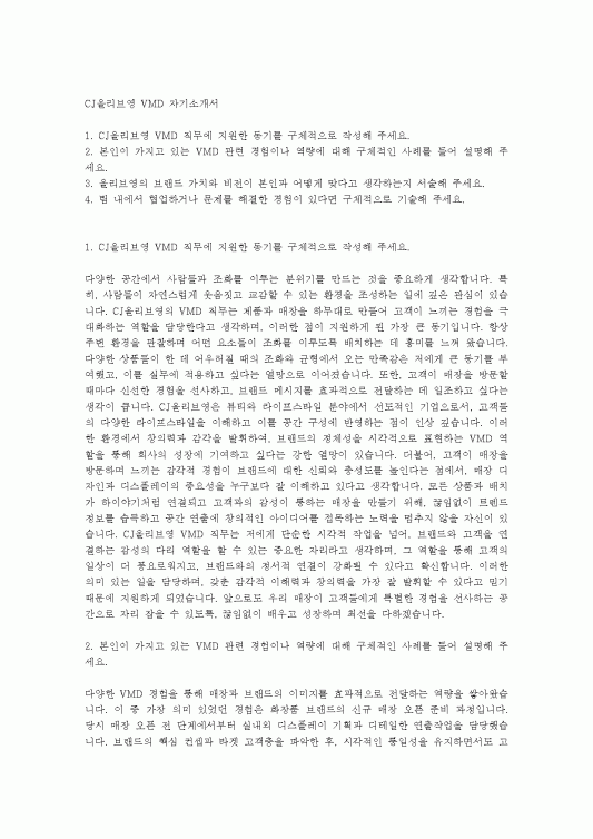 CJ올리브영 VMD 자기소개서
