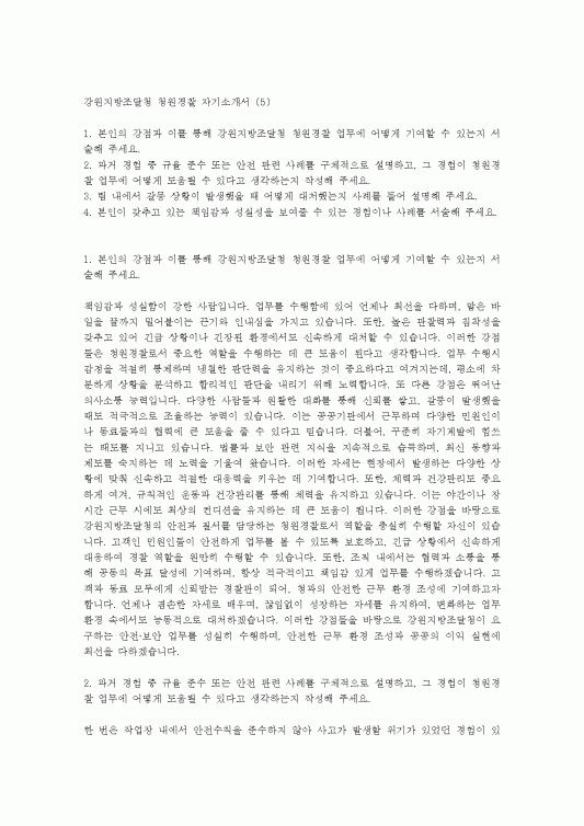 강원지방조달청 청원경찰 자기소개서 (5)
