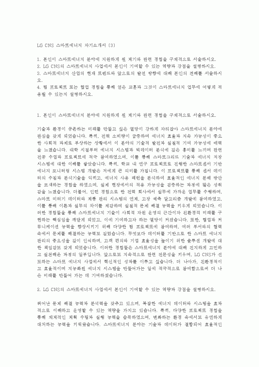 LG CNS 스마트에너지 자기소개서 (3)