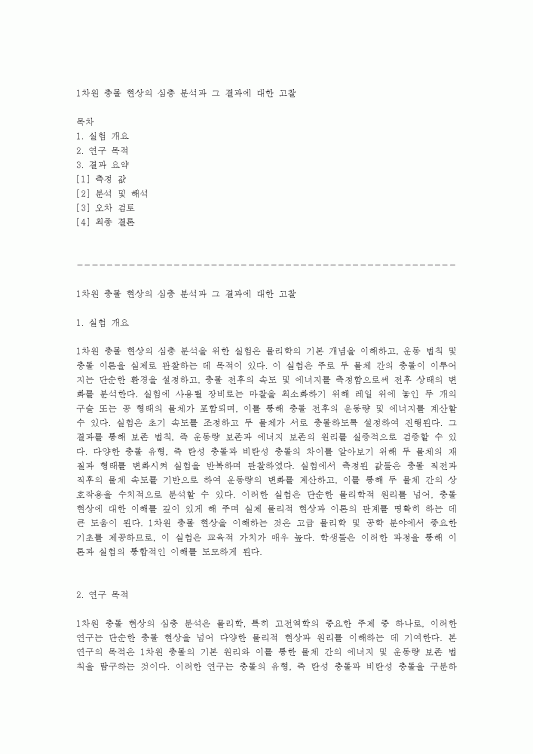 1차원 충돌 현상의 심층 분석과 그 결과에 대한 고찰