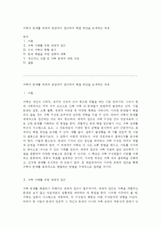 가족의 문제를 체계적 관점에서 접근하여 해결 방안을 모색하는 과정