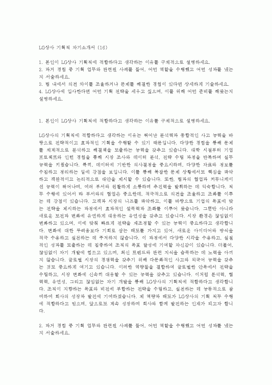 LG상사 기획직 자기소개서 (16)