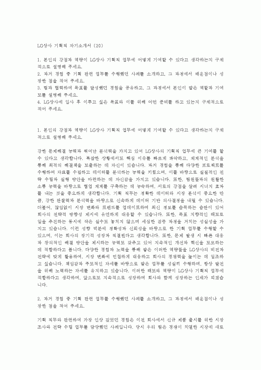 LG상사 기획직 자기소개서 (20)