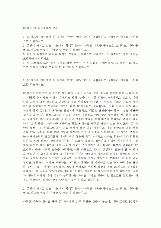 BC카드 IT 자기소개서 (3)