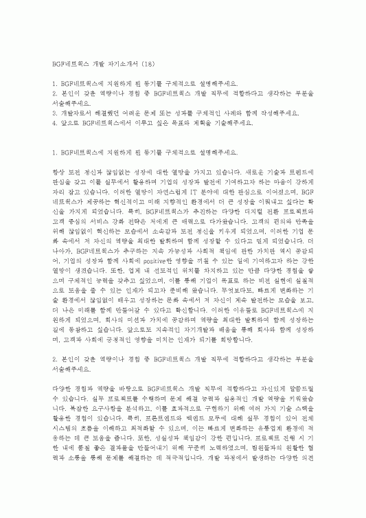 BGF네트웍스 개발 자기소개서 (18)
