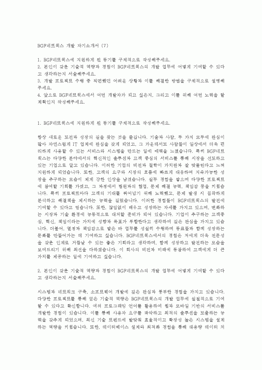 BGF네트웍스 개발 자기소개서 (7)