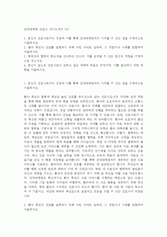 건양대병원 간호사 자기소개서 (6)