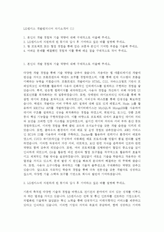 LG엔시스 개발엔지니어 자기소개서 (1)