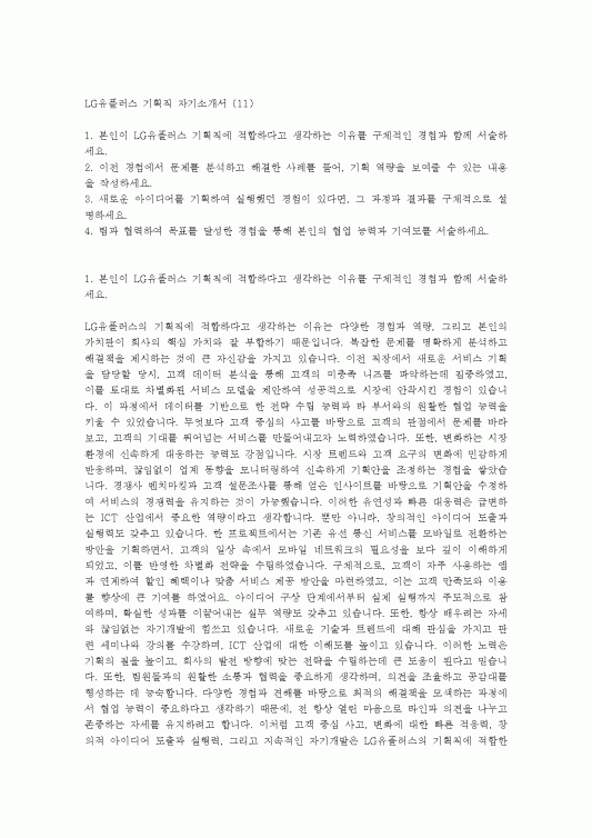 LG유플러스 기획직 자기소개서 (11)