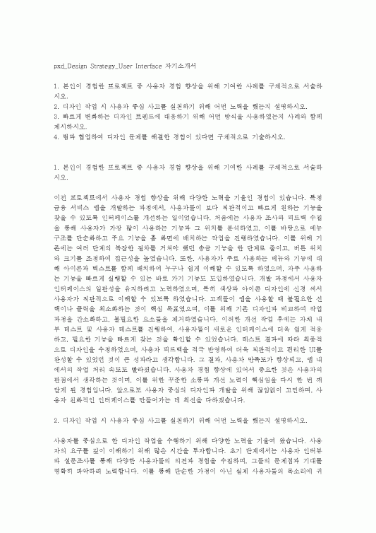 pxd_Design Strategy_User Interface 자기소개서