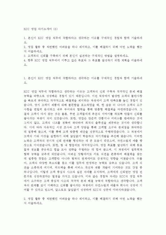 KCC 영업 자기소개서 (6)